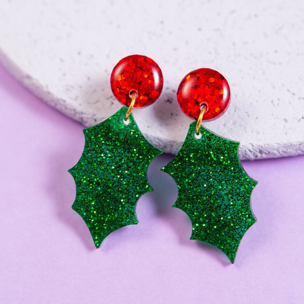 Holly Earrings - Christmas Gift For Her – The Joyful Rebel